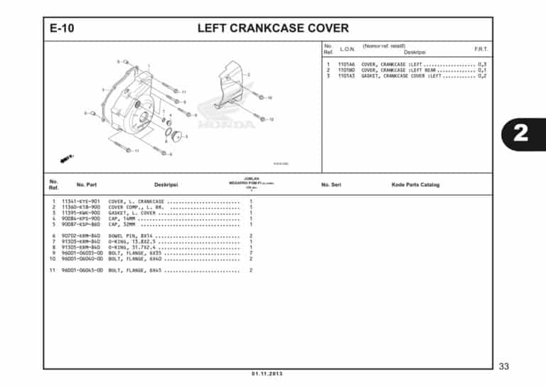 E10 - Left Crankcase Cover - Katalog Honda New Mega Pro FI KYE - Harga ...