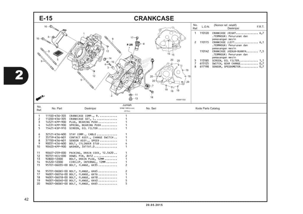 E15 - Crankcase - Katalog Honda Sonic 150R K56 - Harga Kredit Motor ...