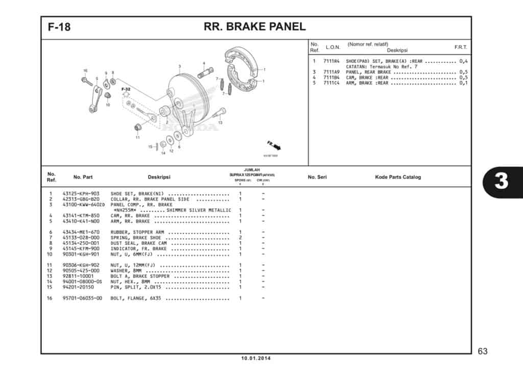F18 - Rear Brake Panel - Katalog Honda Supra X 125 FI K41 - Harga ...