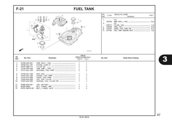 F21 - Fuel Tank - Katalog Honda Supra X 125 FI K41 - Harga Kredit Motor ...
