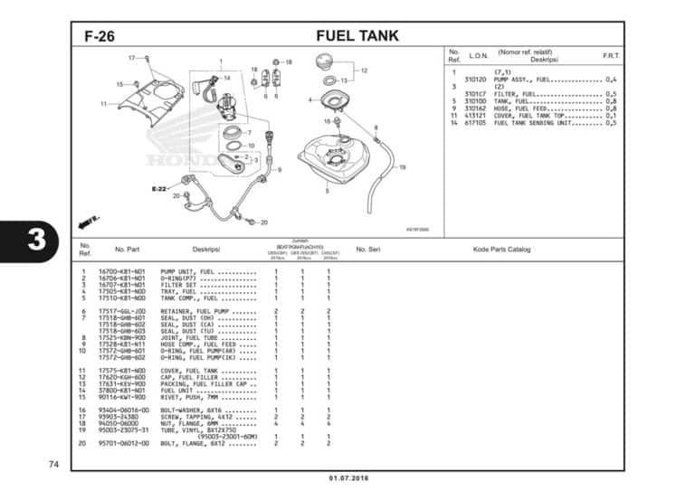 F-26 Fuel Tank - Katalog Honda BeAT eSP K81 - Harga Kredit Motor Honda ...