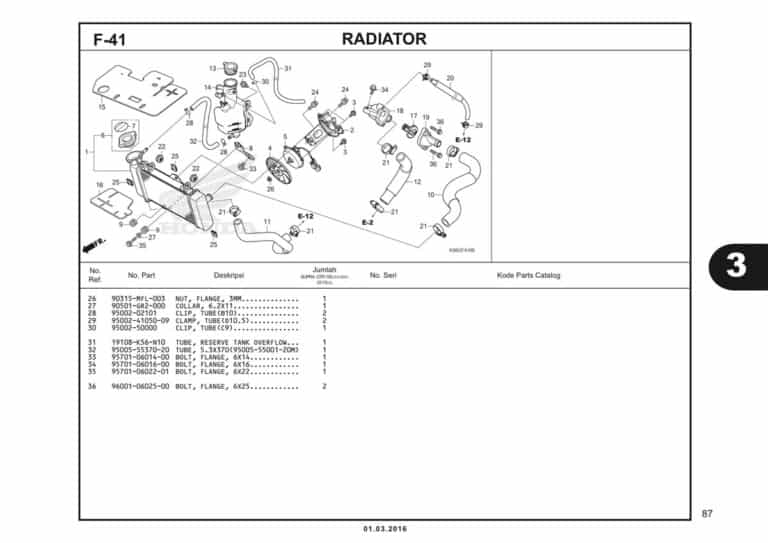 F41 - Radiator - Katalog Honda Supra GTR 150 K56F - Harga Kredit Motor ...