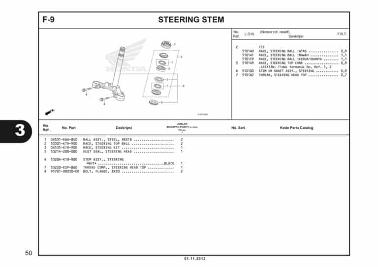 F9 - Steering Stem - Katalog Honda New Mega Pro FI KYE - Harga Kredit ...