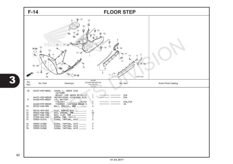 F14 - Floor Step - Katalog Honda Scoopy eSP K93 - Harga Kredit Motor ...
