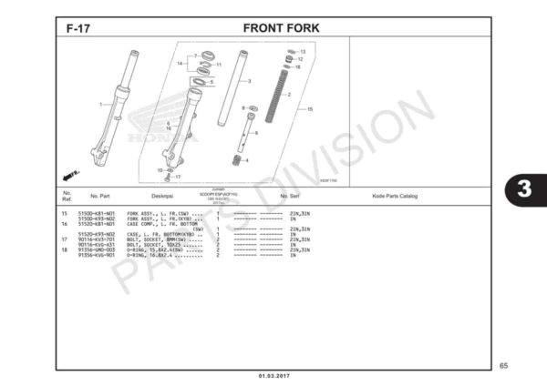 F17 - Front Fork - Katalog Honda Scoopy eSP K93 - Harga Kredit Motor ...