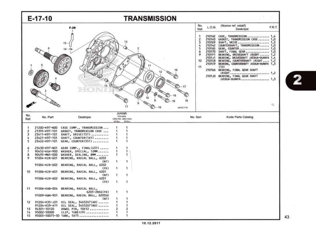 E17-10 - Transmission - Katalog Honda PCX 150 K97 - Harga Kredit Motor ...