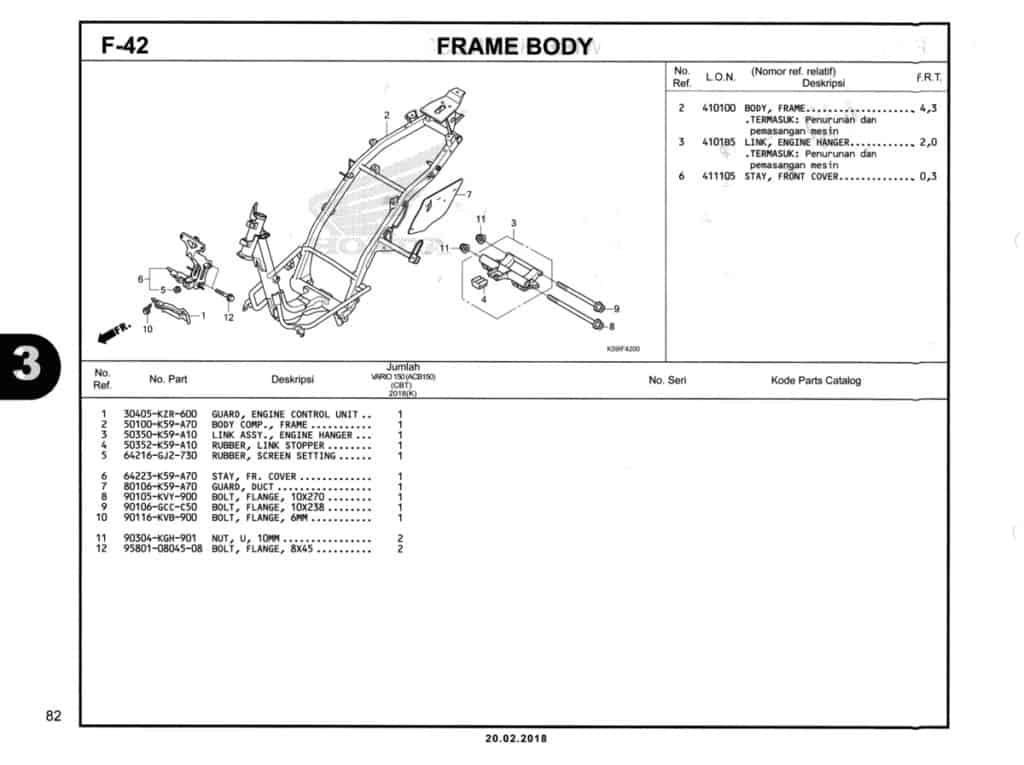 F42 - Frame Body - Katalog Honda New Vario 150 K59J - Harga Kredit ...
