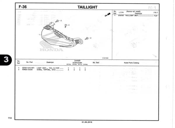 F36 - Taillight - Katalog Honda New CB150R StreetFire K15M - Harga ...
