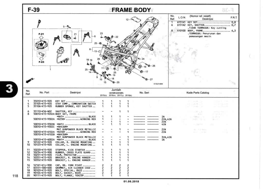 F39 - Frame Body - Katalog Honda New CB150R StreetFire K15M - Harga ...