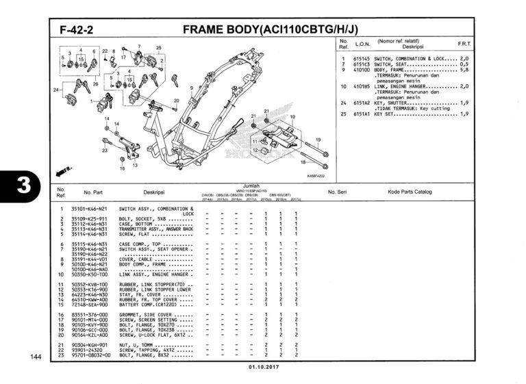 F42-2 - Frame Body (ACI110CBTG/H/J) - Katalog Honda Vario 110 - Harga ...