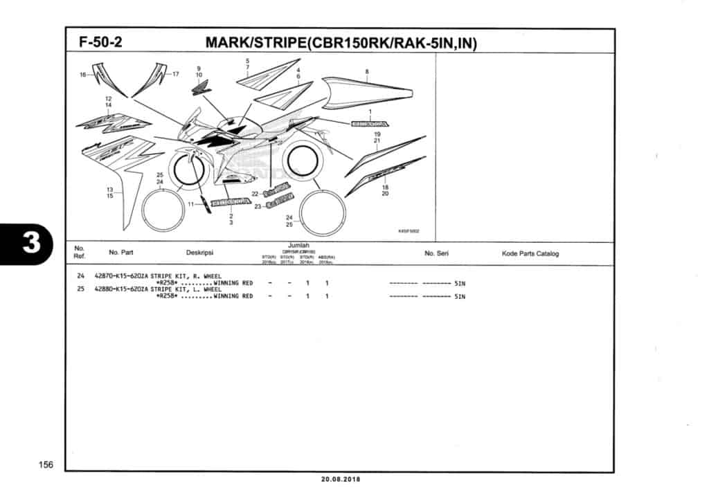 F50-2 - Mark/Stripe (CBR150RK/RAK-5IN,IN) - Katalog Honda CBR 150R K45N ...