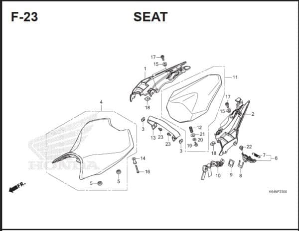 Jual Seat Comp Pillion Honda CBR 250RR (77300K64N00)