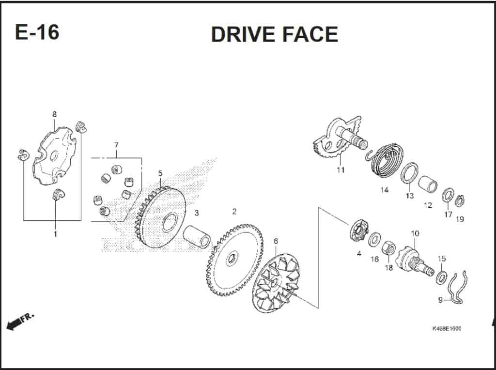 Face Comp, Movable Drive Honda BeAT FI, Spacy FI, Vario 110 eSP