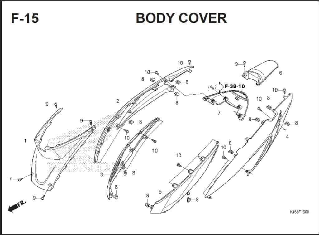 Cover RR Center Red - Vario 110 FI 83750K46N00ZA