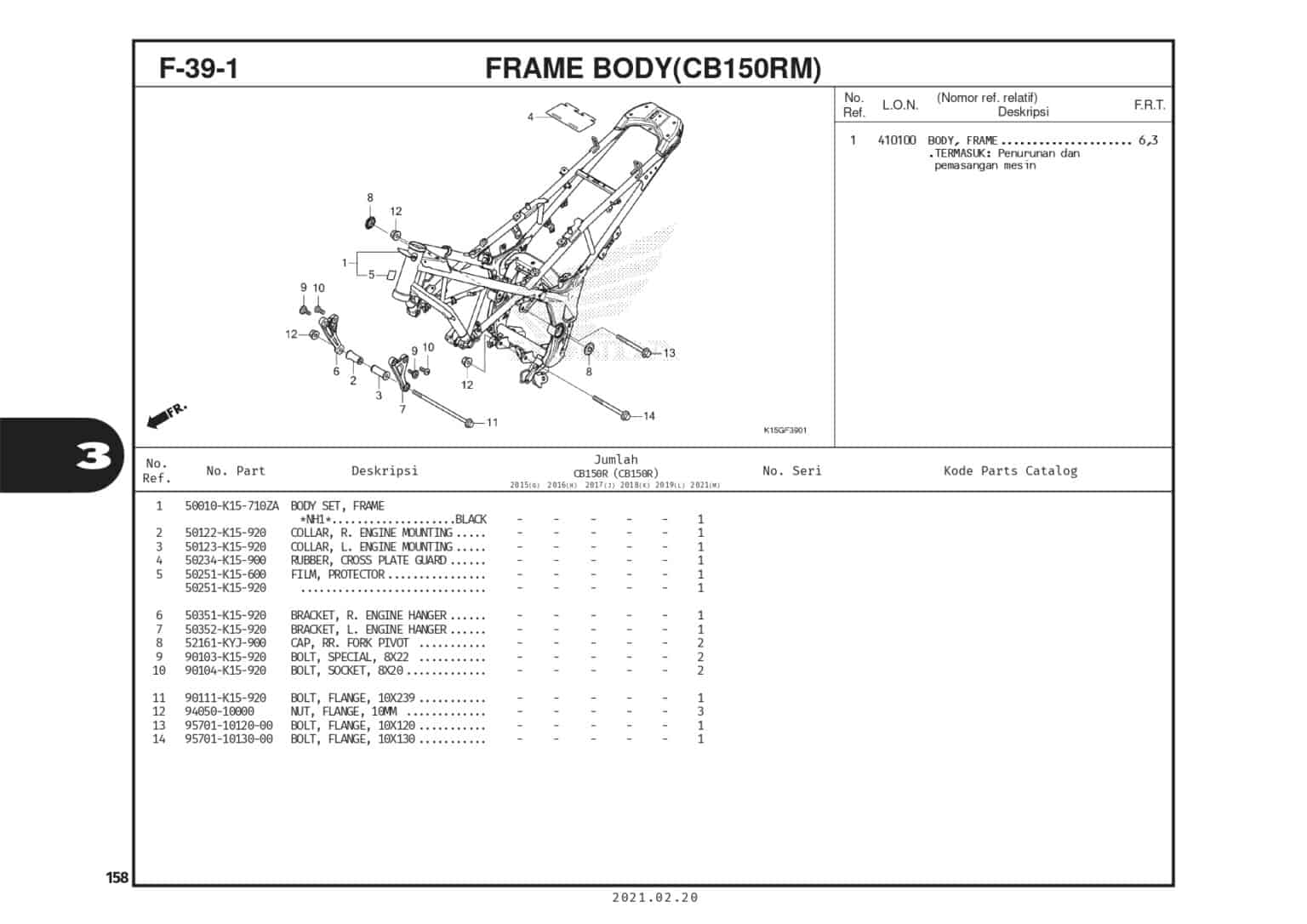F-39-1 Frame Body(CB150RM) - Katalog Honda New CB150R StreetFire K15P ...
