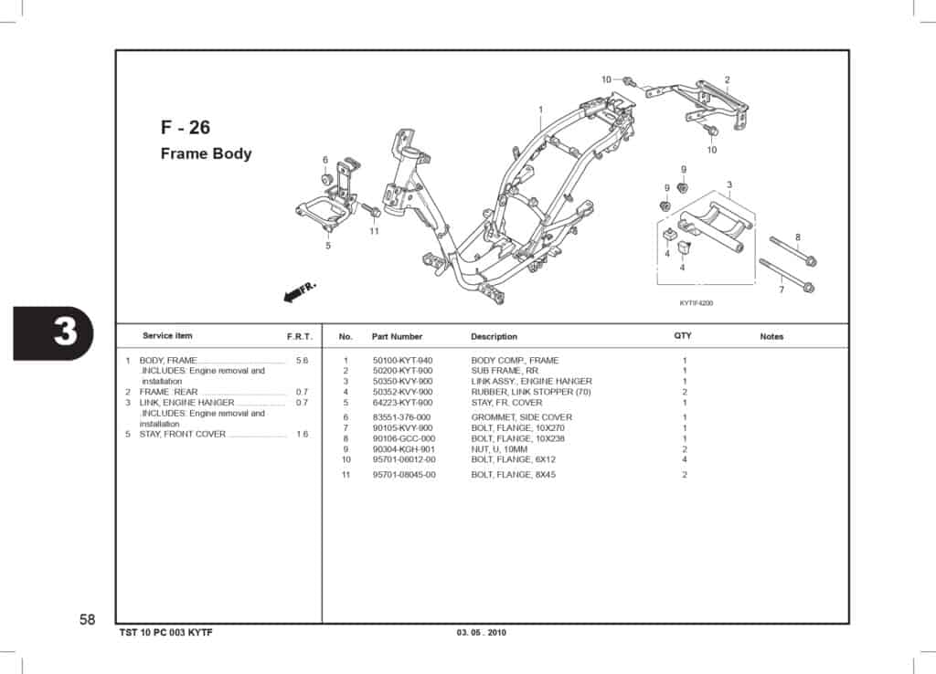F-26 Frame Body - Katalog Suku Cadang Honda Scoopy KYT - Harga Kredit ...