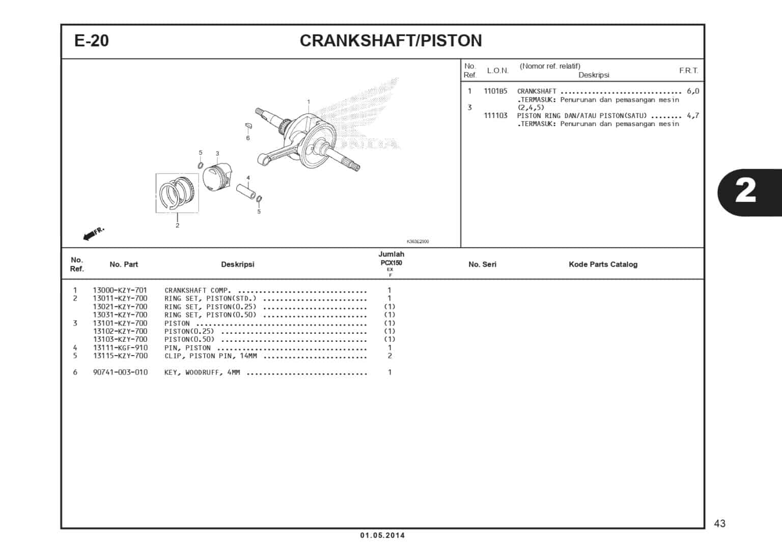 E-20 CrankShaft Piston - Katalog Honda PCX 150 - Harga Kredit Motor ...