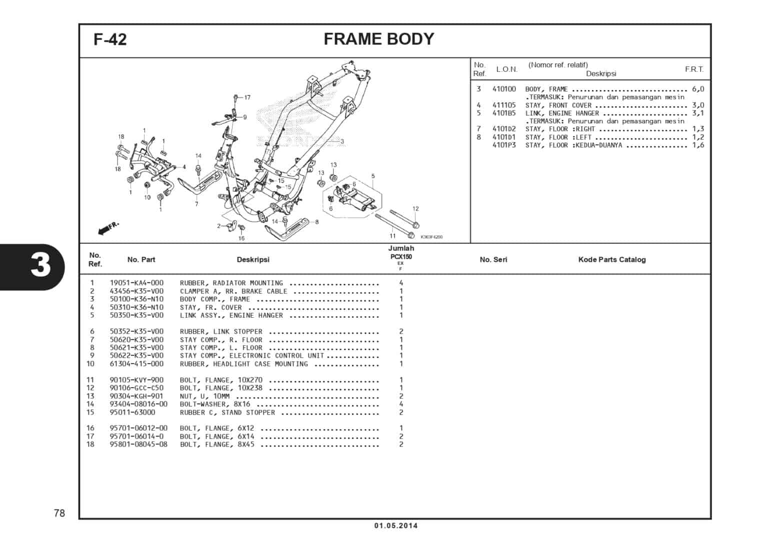 F-42 Frame Body - Katalog Honda PCX 150 - Harga Kredit Motor Honda ...