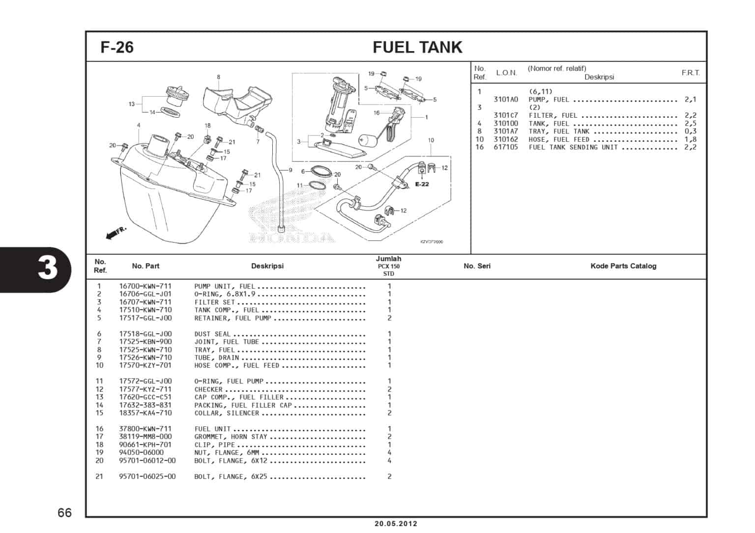 F-26 Fuel Tank - Katalog Honda PCX 150 KZY - Harga Kredit Motor Honda ...