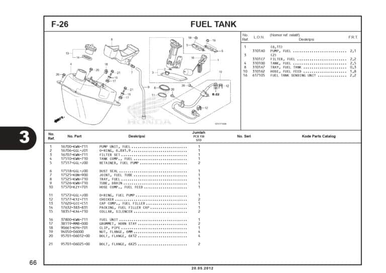F-26 Fuel Tank - Katalog Honda PCX 150 KZY - Harga Kredit Motor Honda ...