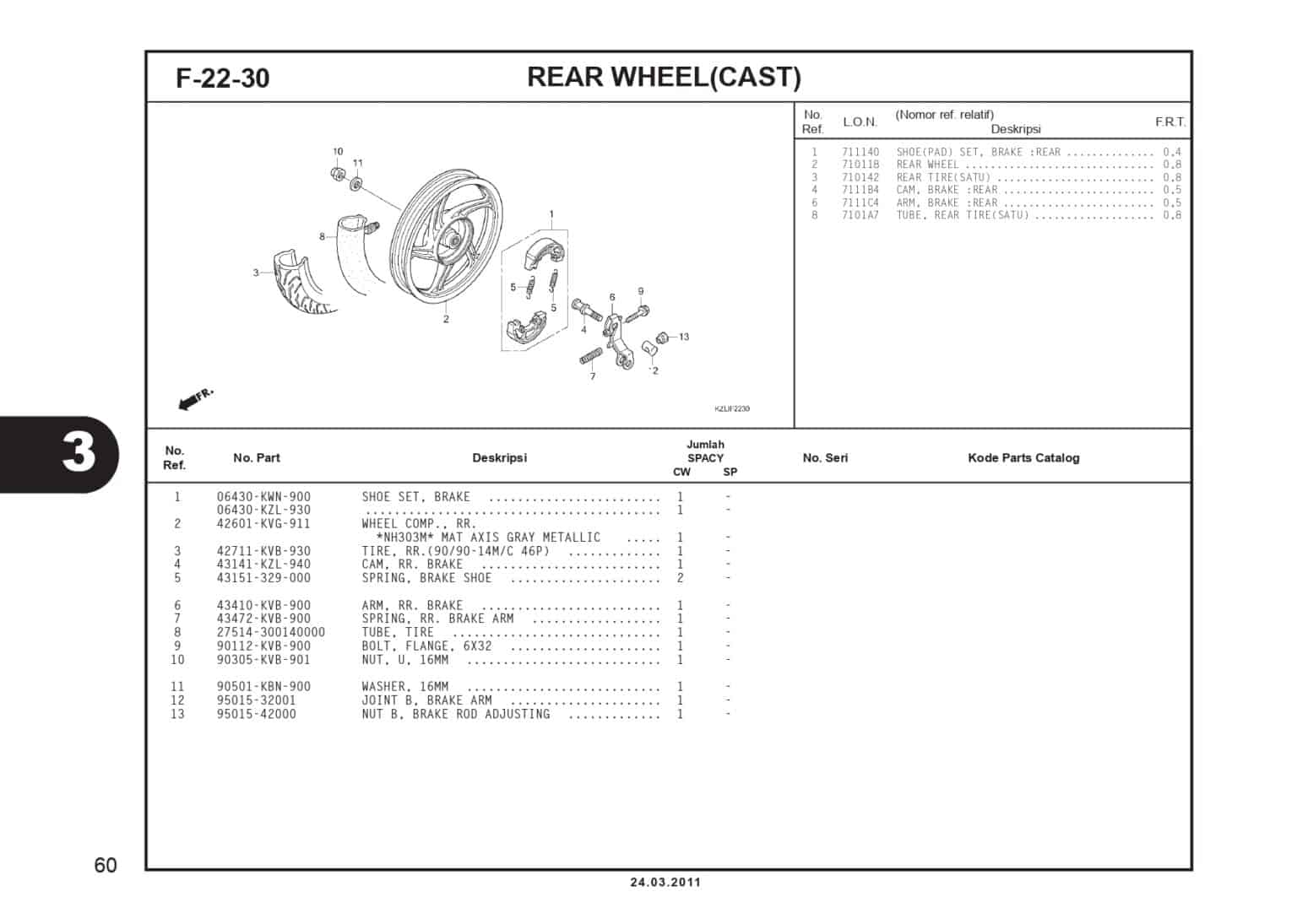 F-22-30 Rear Wheel(CAST) - Katalog Suku Cadang Honda Spacy - Harga ...