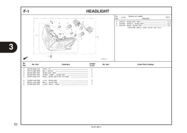 F-1 Headlight - Katalog Suku Cadang Honda Blade 110 - Harga Kredit ...