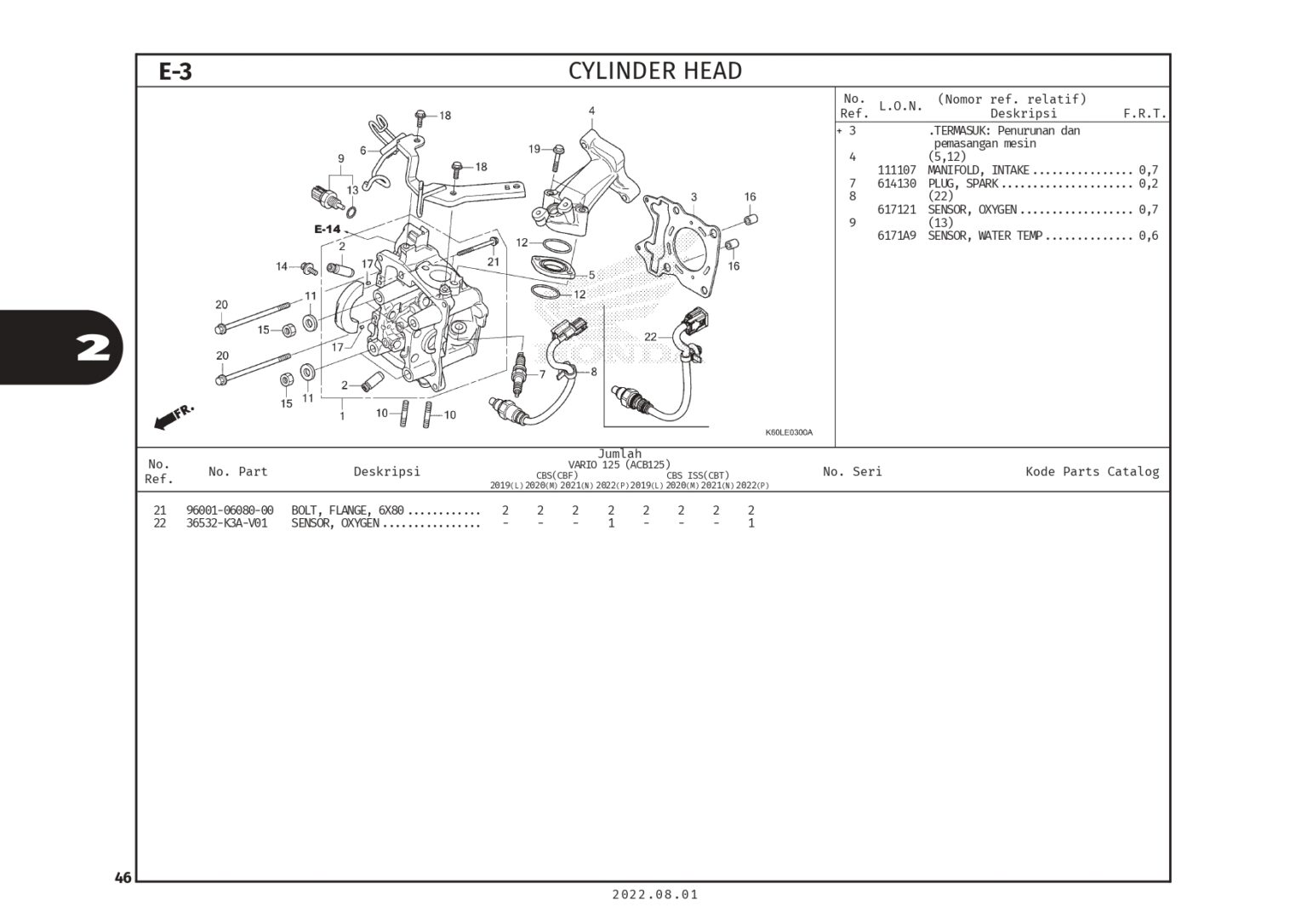 E-3 Cylinder Head - Katalog Honda Vario 125 K2V - Harga Kredit Motor ...