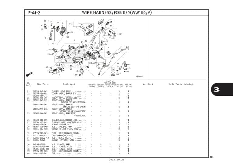 F-41-2 Wire Harness/ FOB KEY (WW160/A) – Katalog Suku Cadang Honda PCX ...