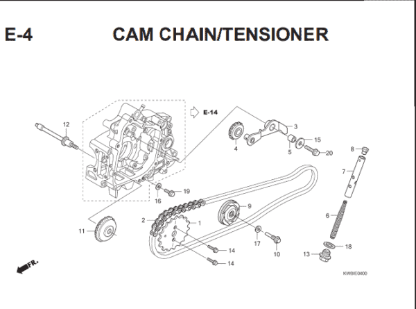 Sprocket Cam Chain Guide Revo 110 (14670KWB600)