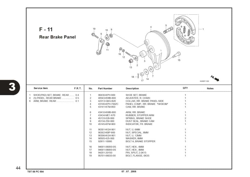 F-11 Rear Brake Panel - Katalog Suku Cadang Honda Blade 110 - Harga ...