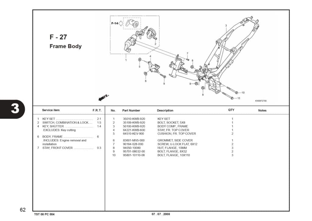 F-27 Frame Body - Katalog Suku Cadang Honda Blade 110 - Harga Kredit ...