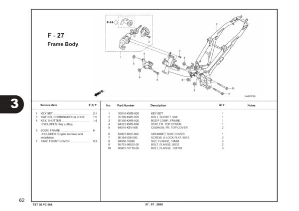 F-27 Frame Body - Katalog Suku Cadang Honda Blade 110 - Harga Kredit ...