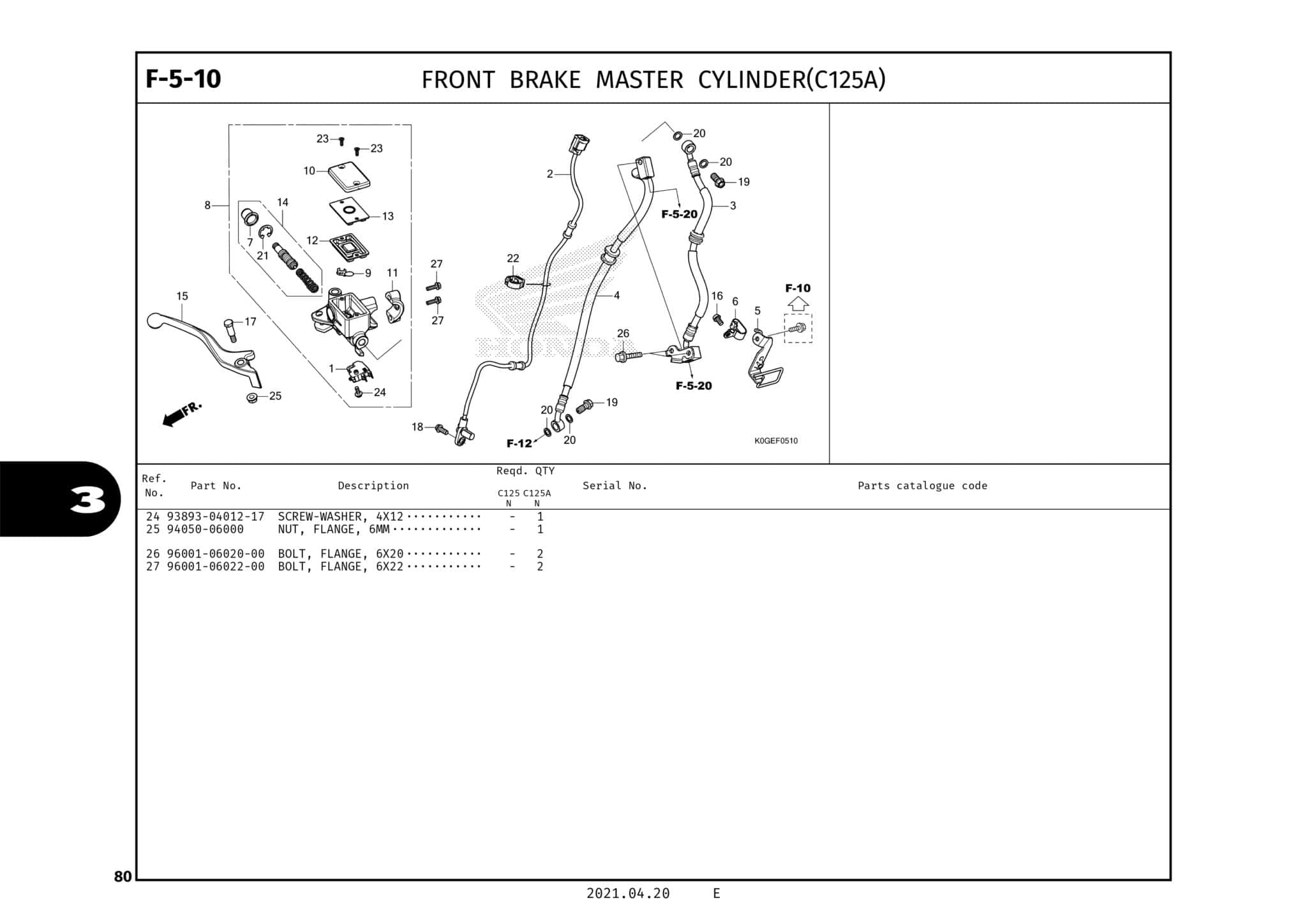 F-5-10 Front Brake Master Cylinder – Katalog Honda Super Cub 125 ...