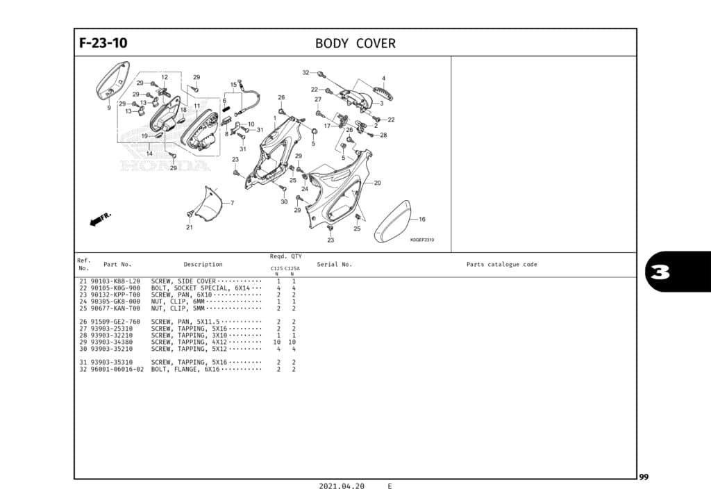 F-23-10 Body Cover – Katalog Honda Super Cub 125 - Harga Kredit Motor ...