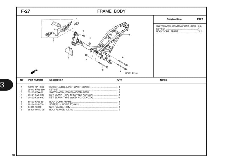 F-27 Frame Body - Katalog Suku Cadang Honda Kirana - Harga Kredit Motor ...