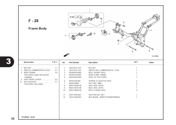 F-28 Frame Body - Katalog Suku Cadang Honda Revo 100 - Harga Kredit ...