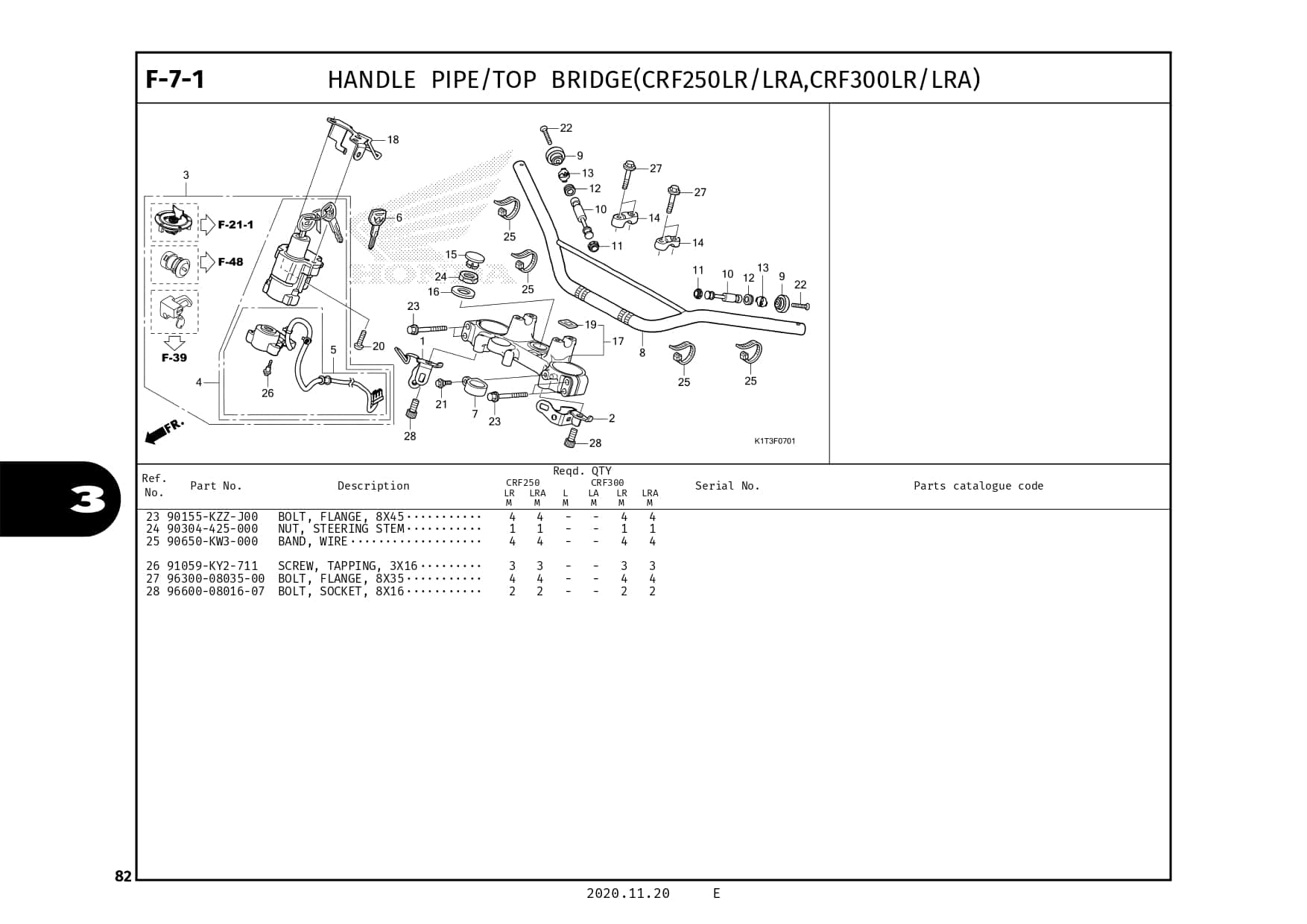 F-7-1 Handle Pipe Top Bridge CRF250LR LRA CRF300LR LRA - Katalog Suku ...