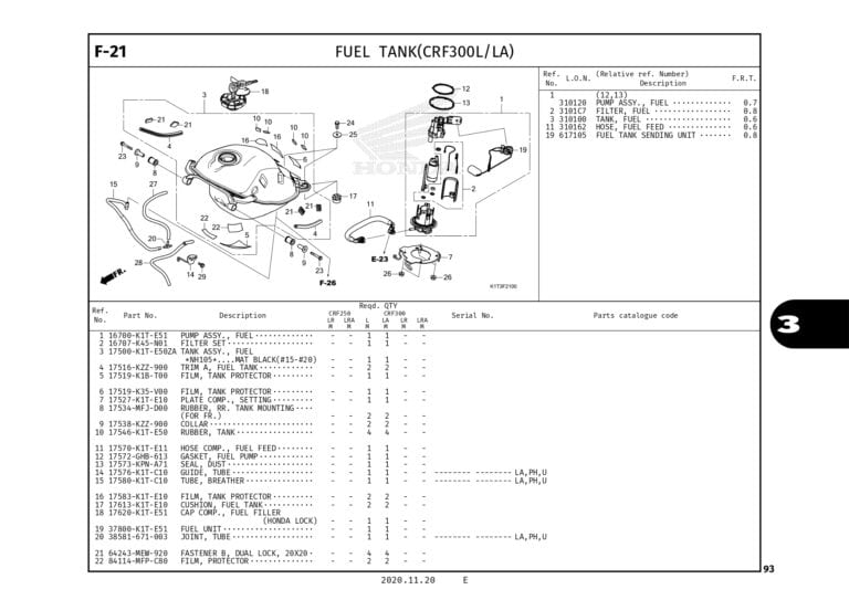 F-21 Fuel Tank CRF300L LA - Katalog Suku Cadang Honda CRF 250 Rally ...