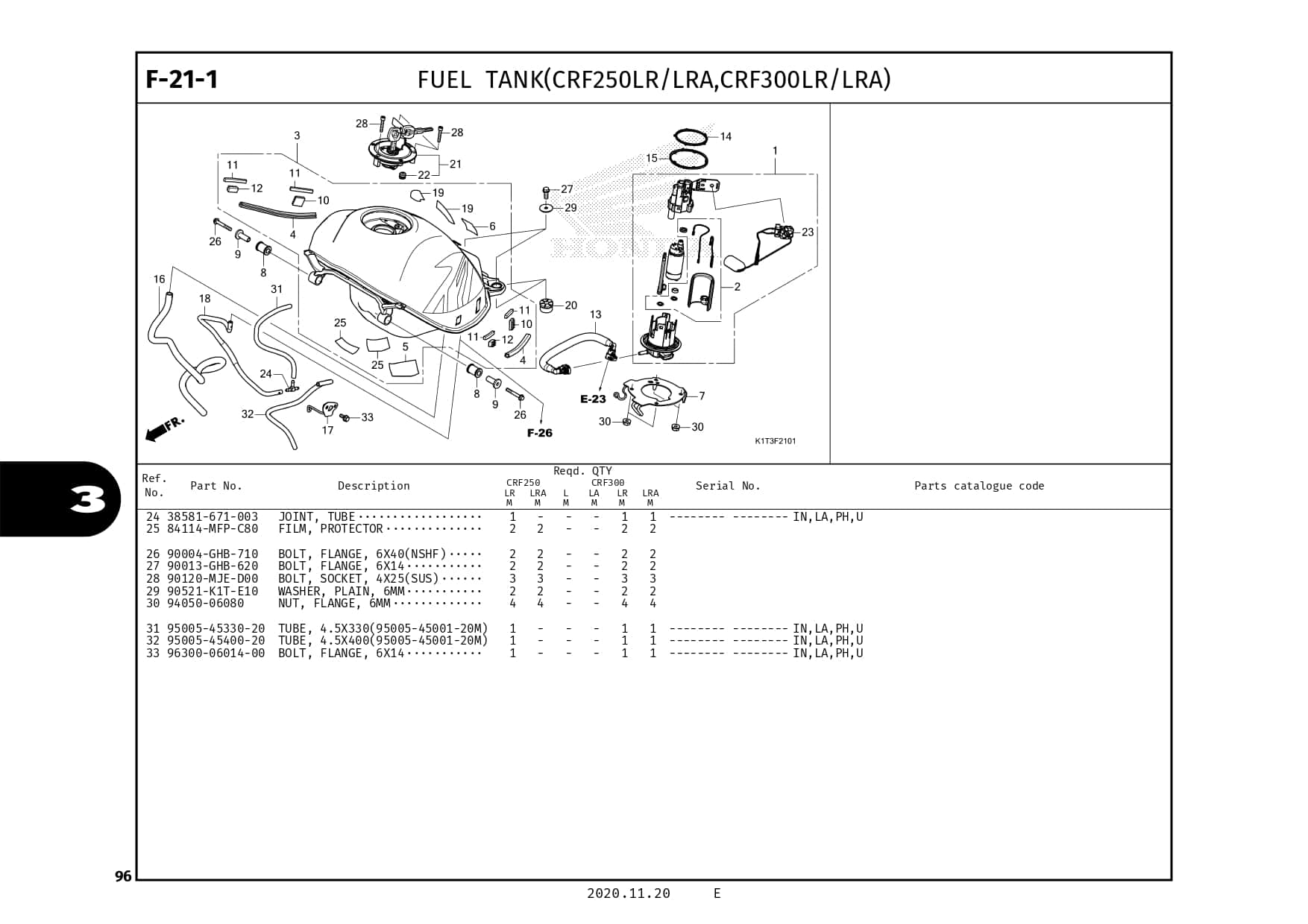F-21-1 Fuel Tank CRF250LR LRA CRF300LR LRA - Katalog Suku Cadang Honda ...