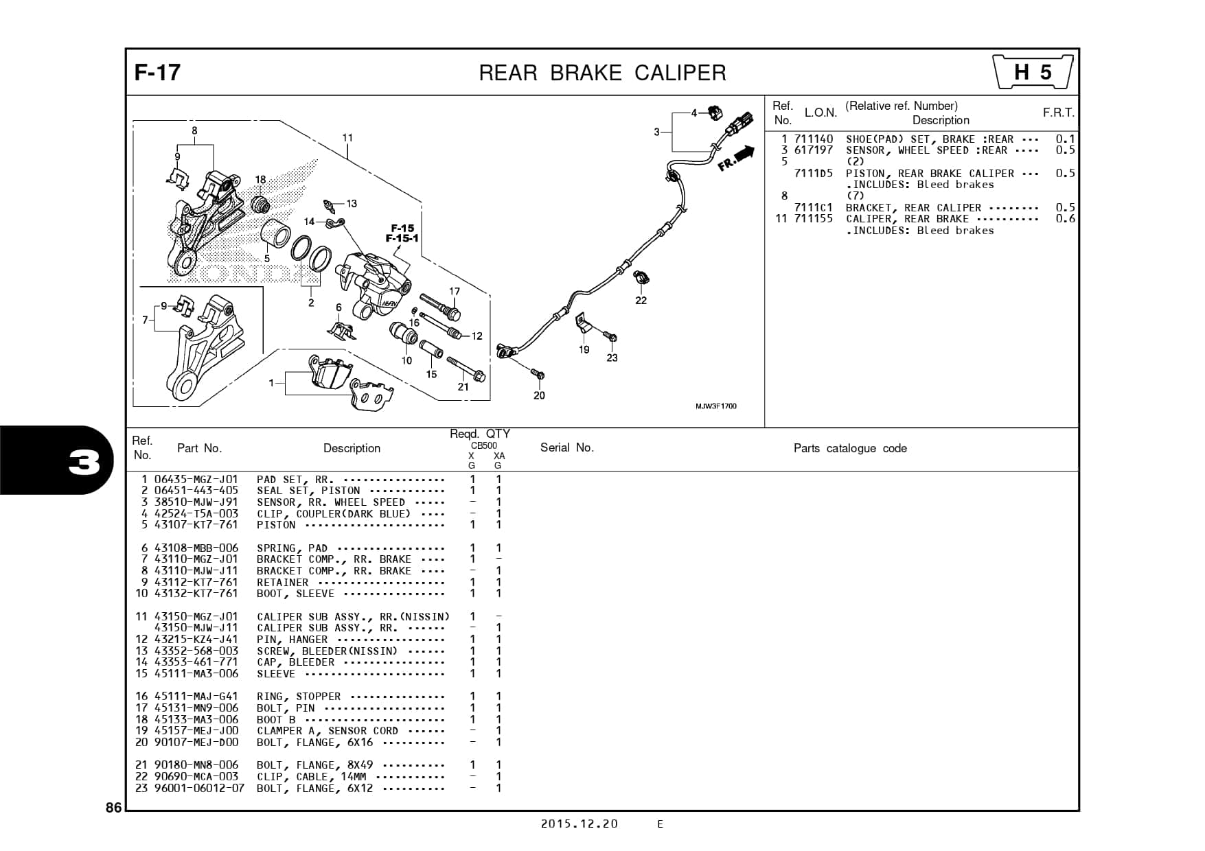 F-17 Rear Brak Caliper - Katalog Suku Cadang Honda CB500X MJW - Harga ...