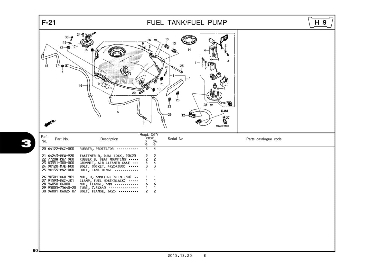 F-21 Fuel Tank Fuel Pump - Katalog Suku Cadang Honda CB500X MJW - Harga ...