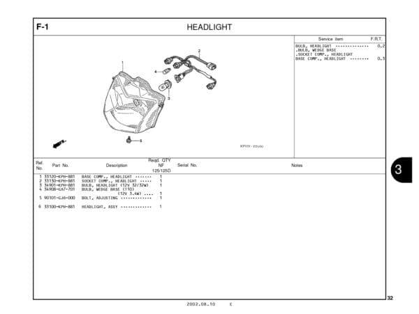 F-1 Head Light - Katalog Suku Cadang Honda Karisma - Harga Kredit Motor ...