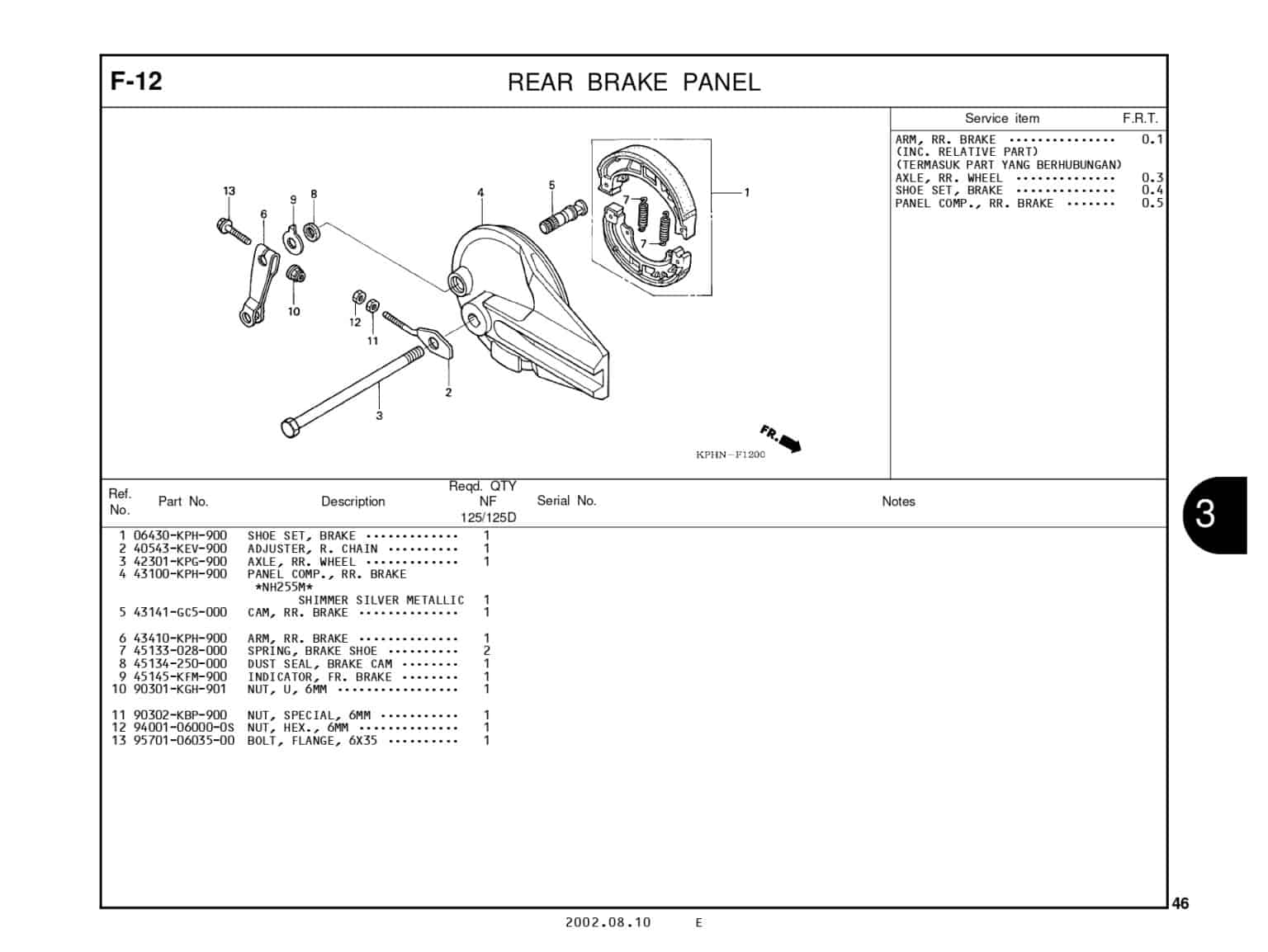 F-12 Rear Brake Panel - Katalog Suku Cadang Honda Karisma - Harga ...