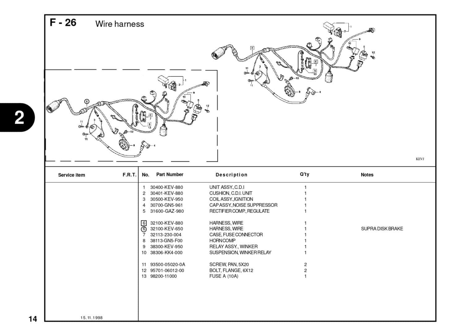F-26 Wire Harness - Katalog Suku Cadang Honda Supra 100 - Harga Kredit ...