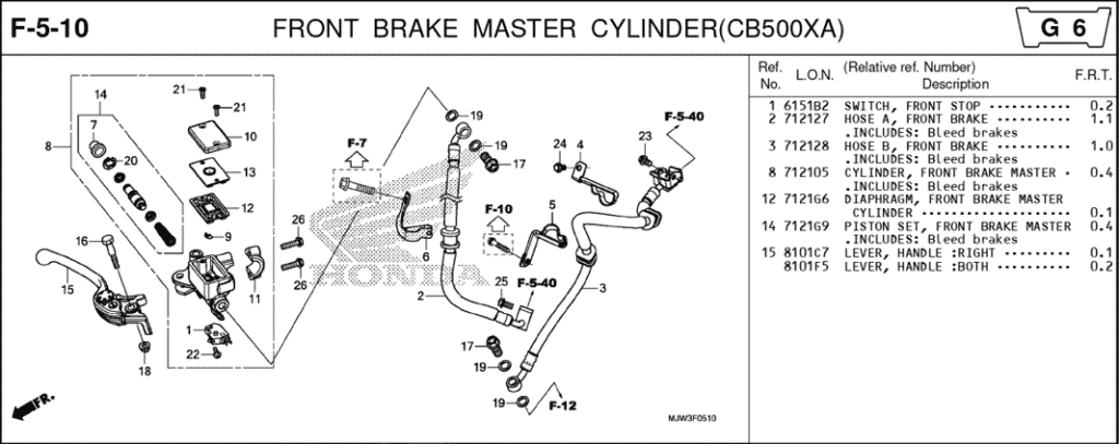 Switch FR Stop Assy - CBR 250R, CRF 250 Rally, CBR 150 K45G