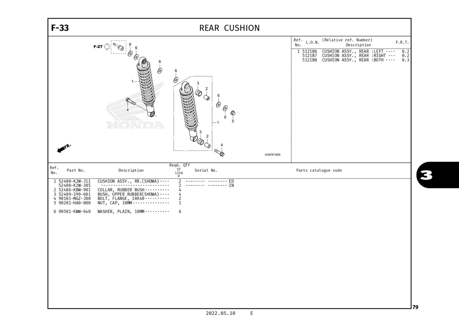 F-33 Rear Cushion - Katalog Suku Cadang Honda ST 125 DAX - Harga Kredit ...