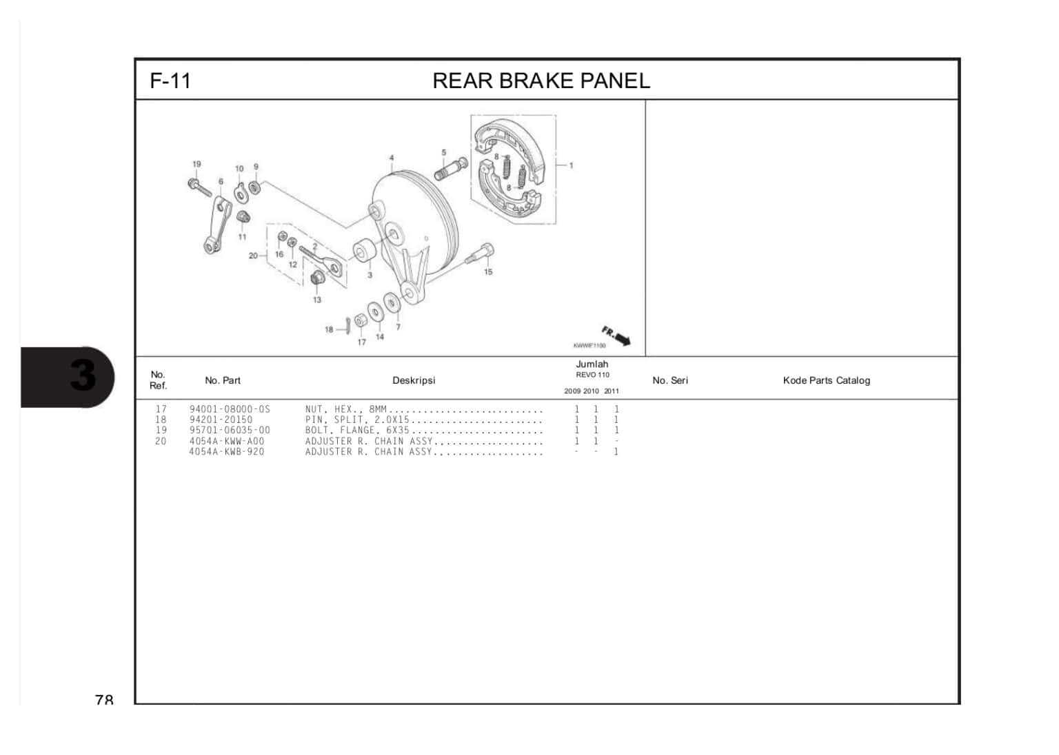 F-11 Rear Brake Panel - Katalog Honda Revo 110 Carbu - Harga Kredit ...