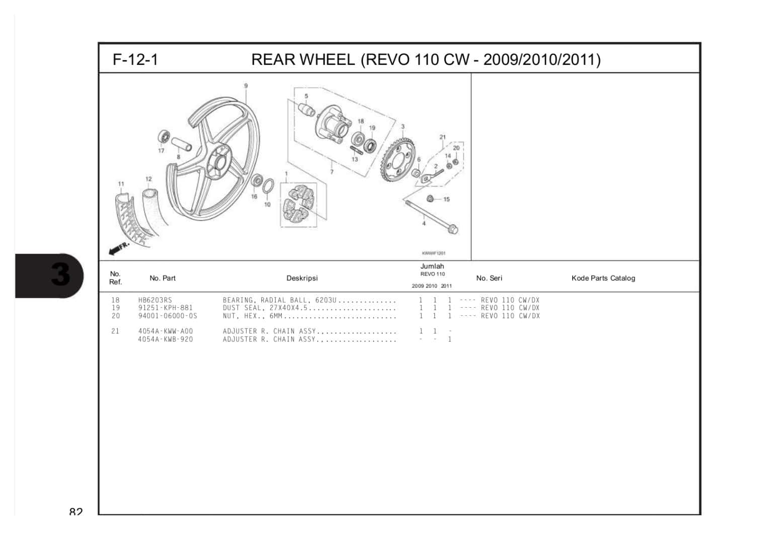 F-12-1 Rear Wheel Cas Wheel - Katalog Honda Revo 110 Carbu - Harga ...
