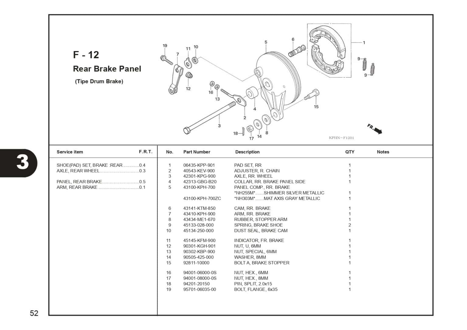 F-12 Rear Brake Panel (Tipe Drum Brake) - Katalog Suku Cadang Honda ...