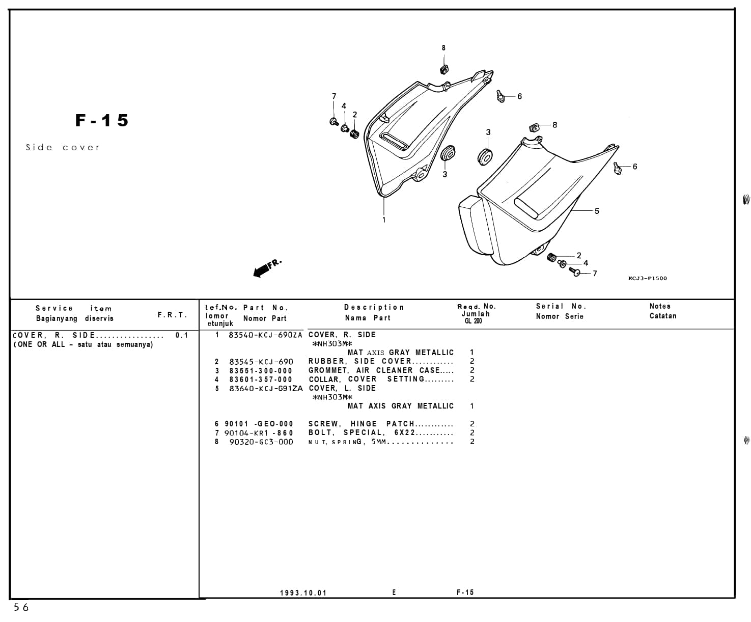 F-15 Side Cover - Katalog Suku Cadang Honda Tiger 2000 - Harga Kredit ...